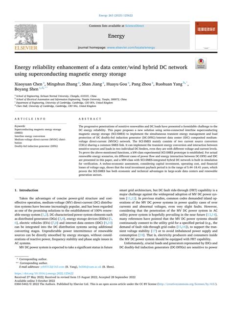 Pdf Energy Reliability Enhancement Of A Data Center Wind Hybrid Dc Network Using