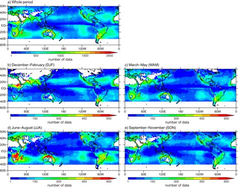 Horizontal Distribution Of The Number Of Nrl Und Modis Aod Data
