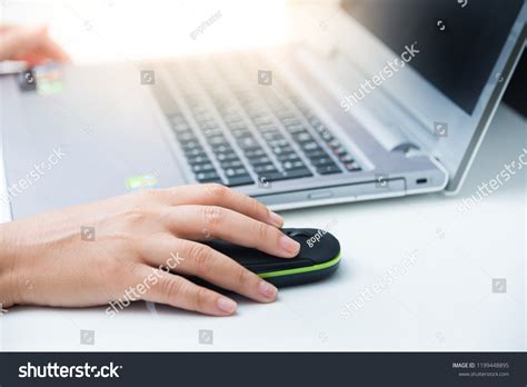 Closeup Womans Hands Clicking Mouse Working Stock Photo Shutterstock