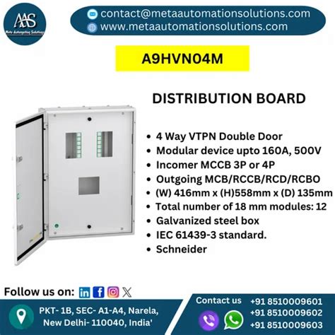 Three Phase Double Door Schneider A9hvn04m Acti9 Vtpn Db 4 Ways Mccb I C 160a At ₹ 6132 Piece In