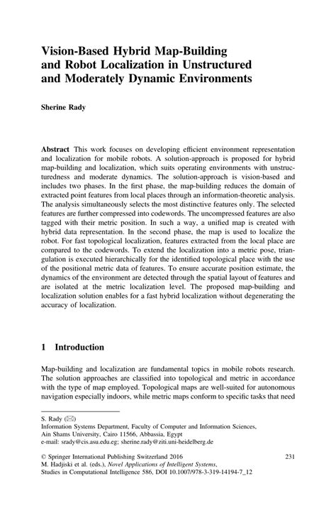 Pdf Vision Based Hybrid Map Building And Robot Localization In