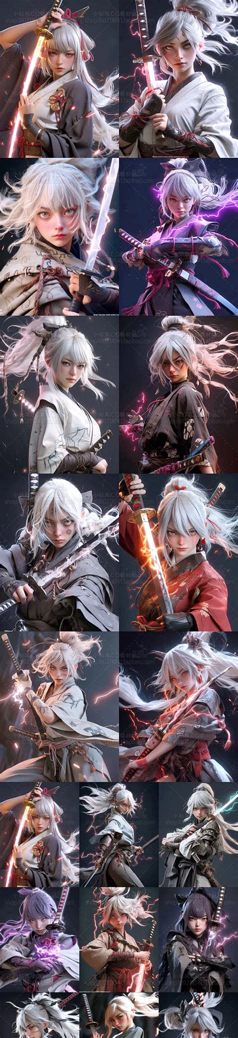 Ai国风女武士战士设定图集 古风人物插画临摹素材 游戏角色设计 淘宝网 花瓣网