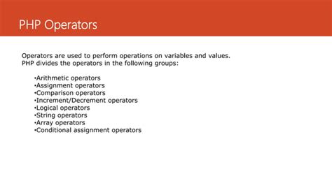 Lesson 5 Php Operators PPT
