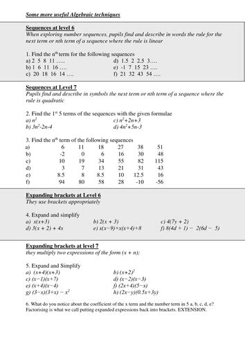 Algebraic Techniques Teaching Resources
