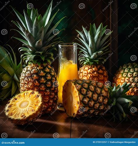 Pine Apple Juice Is A Refreshing And Healthy Drink Stock Illustration