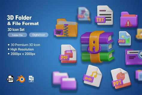 Folder File Format 3D Icon Pack Graphic By Agung Agung Creative Fabrica