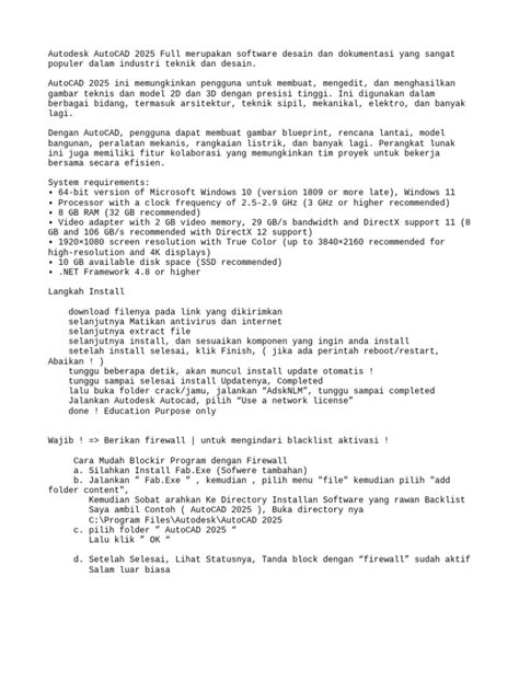 Cara Install Autodesk Autocad 2025 Full Version Pdf