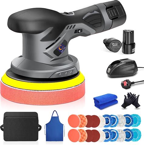 Cordless Car Polisher Buffer With 2pcs 12v Lithium Rechargeable Battery