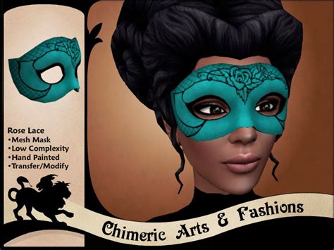Second Life Marketplace Rose Lace Mask Teal