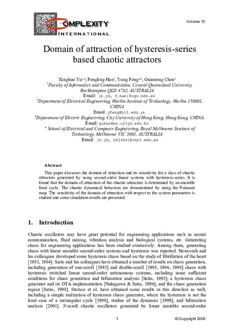 Pdf Domain Of Attraction Of Hysteresis Series Based Chaotic Attractors