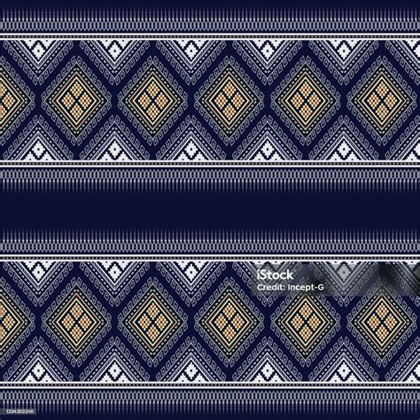 벽지와 Bg 의류 스커트 카펫 벽지 의류 포장 바틱 직물 노란색과 밝은 파란색 텍스처 벡터 일러스트에 대한 기하학적 민족 텍스처