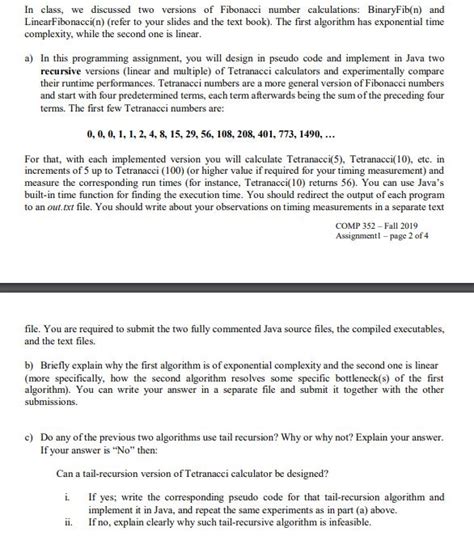 In Class We Discussed Two Versions Of Fibonacci