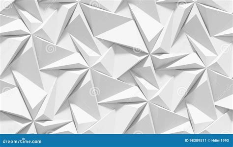 White Shaded Abstract Geometric Pattern Origami Paper Style 3d Rendering Background Royalty