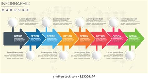 Timeline Infographics Template Arrows Flowchart Workflow Stock Vector
