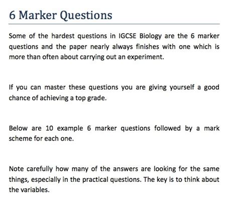 IGCSE 6 Marker Questions