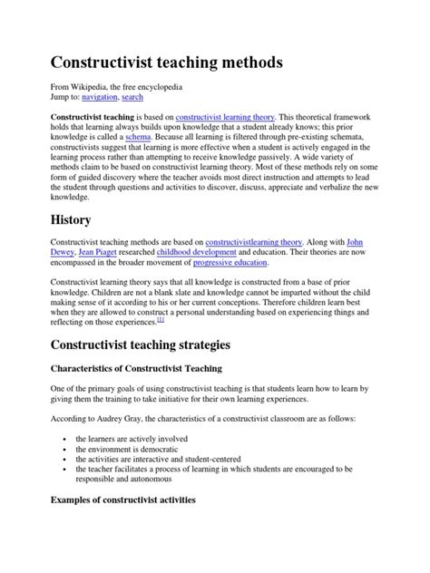 Constructivist Teaching Methods Pdf Constructivism Philosophy Of