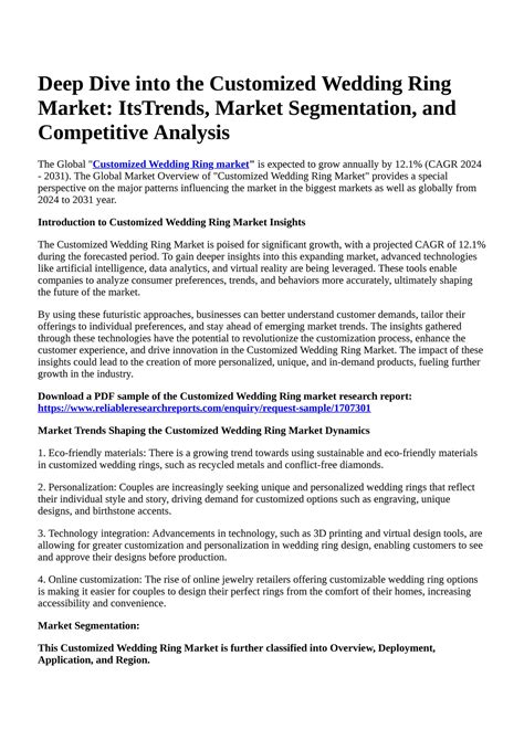 Reportprime Deep Dive Into The Customized Wedding Ring Market Itstrends Market Segmentation