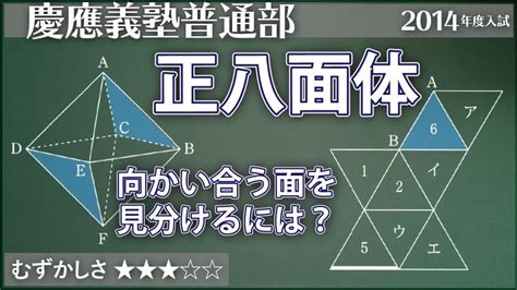 【慶應普通部】正八面体の向かい合う面はどれ？ ジーニアス 中学受験専門塾