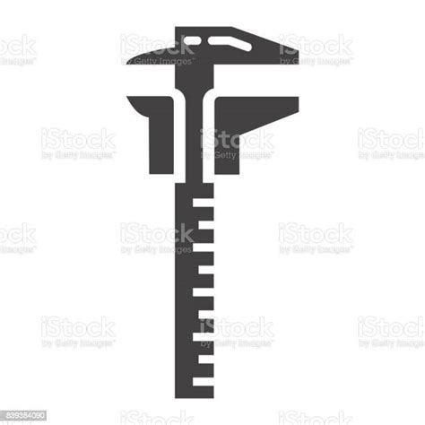 버 니 어 캘리퍼스 문자 모양 아이콘 빌드 및 수리 슬라이딩 스케일 기호 벡터 그래픽 흰색 배경 Eps 10 솔리드 패턴 강철에 대한 스톡 벡터 아트 및 기타 이미지