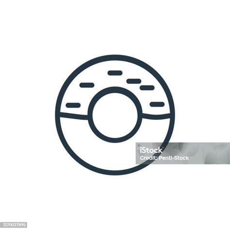 흰색 배경에 격리 된 도넛 벡터 아이콘 개요 웹 사이트 디자인 및 모바일 응용 프로그램 개발을위한 얇은 라인 도넛 아이콘 얇은 선 도넛 윤곽선 아이콘 벡터 일러스트레이션 0