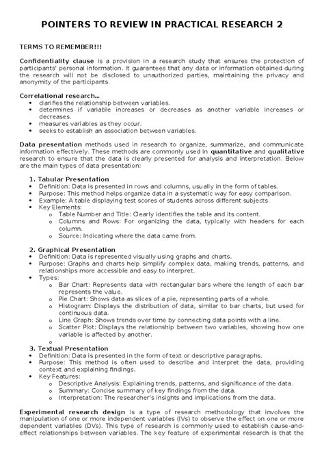 Essential Review Pointers For Practical Research 2 Documentation Studocu