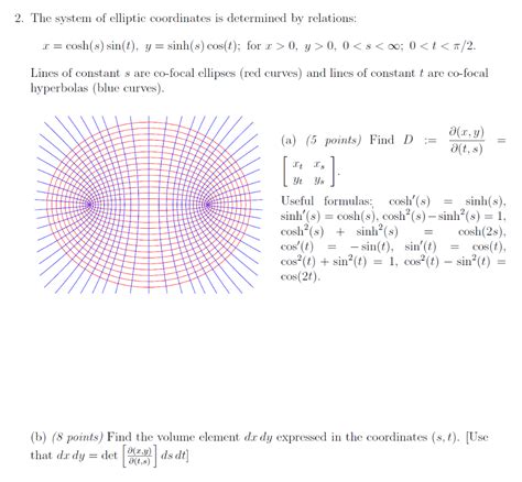 Solved 2 The System Of Elliptic Coordinates Is Determined