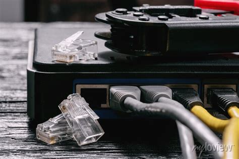 Computer Network Laying Concept Crimper Tool Utp Cable Net Wall Mural • Murals Technology