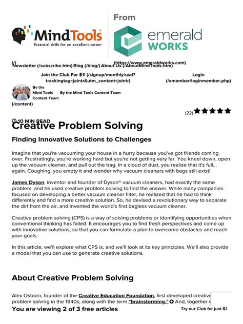 Creative Problem Solving Creativity Tools From Pdf Creativity Thought