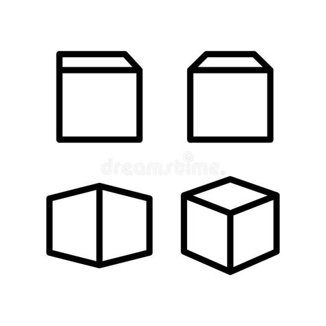 Boxes Outline Icon Set Flat Design Isolated Vector Illustration Stock Vector Illustration Of
