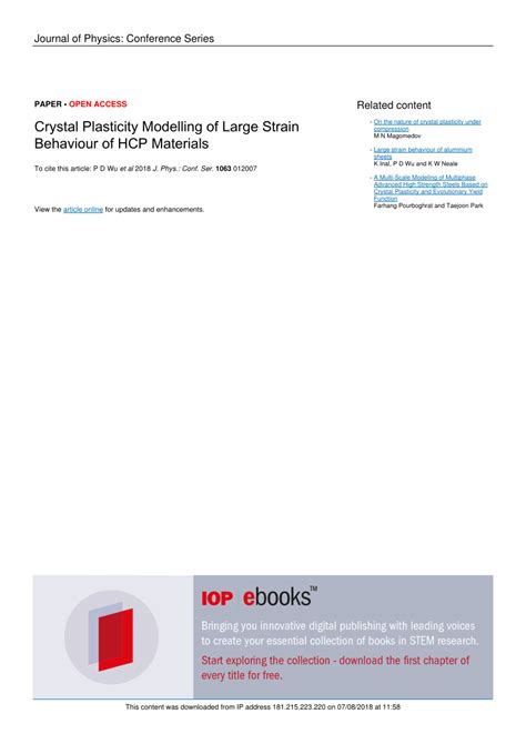 Pdf Crystal Plasticity Modelling Of Large Strain Behaviour Of Hcp Materials