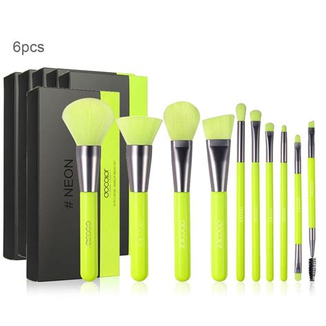 Docolor Neon Green 10pc Makeup Brush Set 6pcs In Bundle Stufa