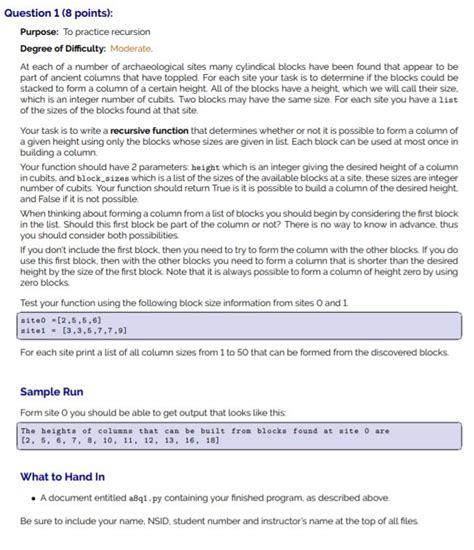 Solved Question 1 8 Points Purpose To Practice Recursion