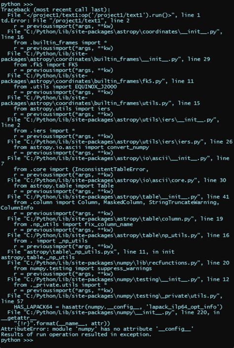 Solved Python Code With Numpyastropy Works In Cmdexe But Produces Error Message In Td