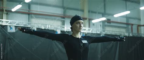 Bts Of Filmmaking Female Actor Is Standing In T Pose For Calibrating