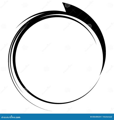 Circle With Dynamic Swoosh Line Frame Monochrome Circular Element Stock Vector Illustration
