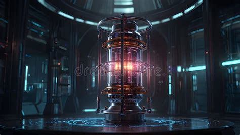 Fusion Reactor Concept Generating Plasma Energy In A Futuristic Setting Stock Illustration