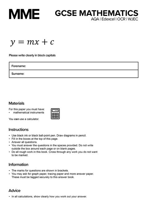 Ymxc Questions Mme Straight Lines 𝑦 𝑚𝑥 𝑐 1 Find The Equations Of The Three Lines 𝑓 𝑔
