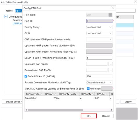 Service Profile Create By Imaster Nce Fan Nms Gpon Solution