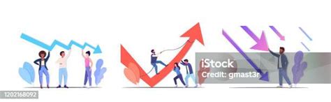 금융 위기 파산 투자 위험 개념 컬렉션 전체 길이 수평 아래로 떨어지는 경제 화살표에 대해 좌절 기업인 설정 가공의 인물에 대한