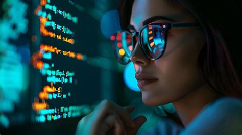 Women In Glasses Reading Html Scripts Programming And Cyber Security