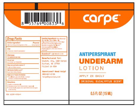 Ndc 52261 4703 Carpe Antiperspirant For Underarms Lotion Topical Label Information Details