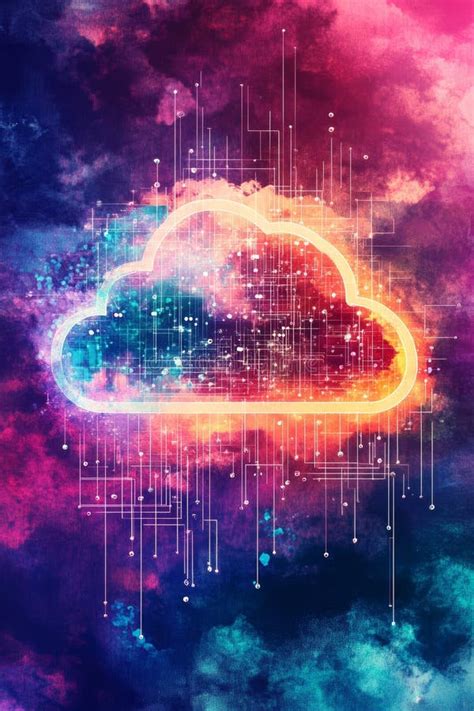 Vibrant Cloud Computing Illustration In A Futuristic Digital Art Design