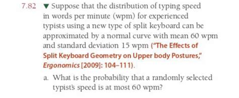 Solved 7 82 Suppose That The Distribution Of Typing Speed In