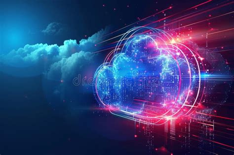 Global Cloud Computing Concept Abstract Cloud With Network Connections In Digital Space Stock