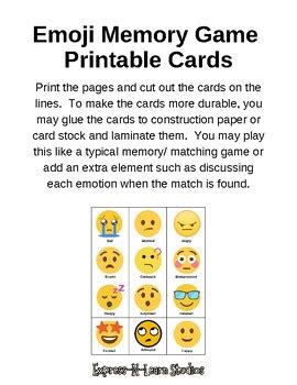 Emoji Memory Game By Express N Learn Studios TPT
