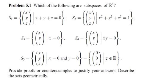 Solved Problem 5 1 Which Of The Following Are Subspaces Of