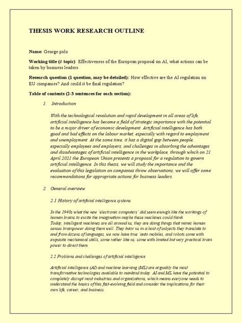 Final Outline Thesis Work Download Free Pdf Artificial Intelligence