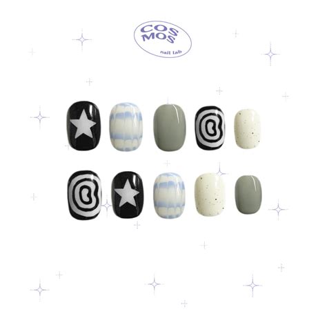 코스모스 네일랩 안개 내린 밤 Foggy Night 수제네일팁 가을 겨울 젤 네일 아트 위시버킷