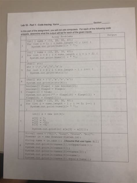 Solved Section Lab 10 Part 1 Code Tracing Name ㅡㅡ In This