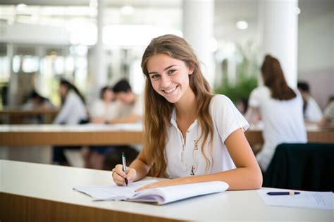 Uma Linda Garota Que Uma Estudante Universit Ria Estudando Caligrafia Foto Premium